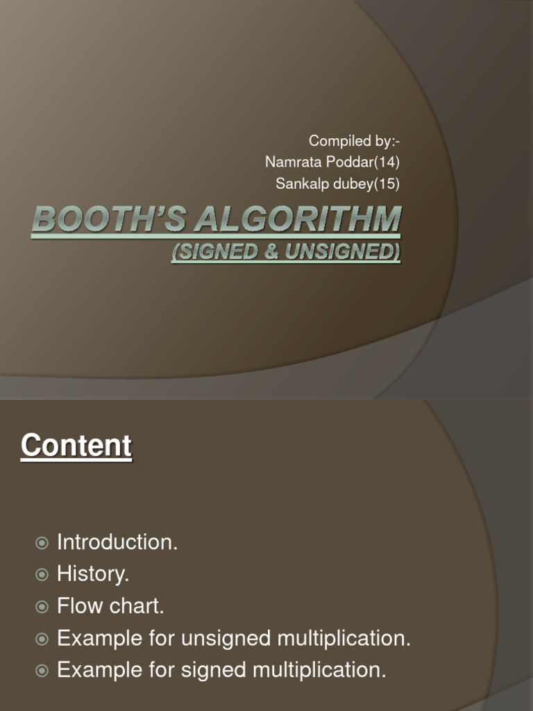 Booth's Algorithm Guide | PDF | Multiplication | Mathematical Logic