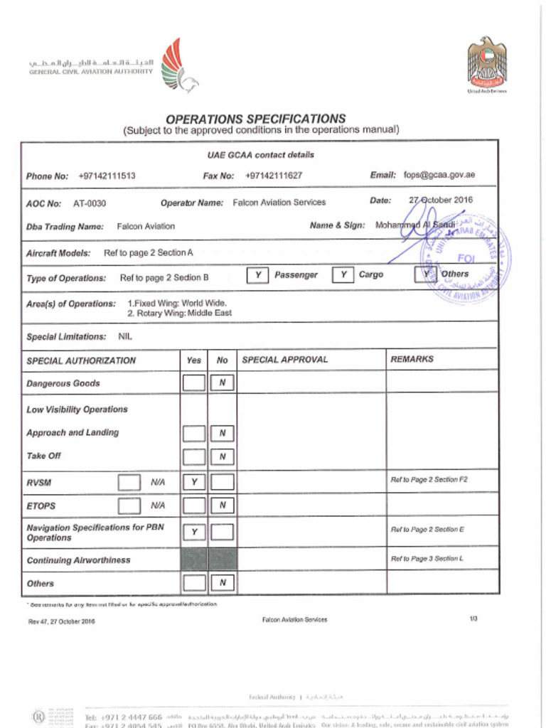 FAS OpSpec Rev 47 Oct 27 2016 | PDF