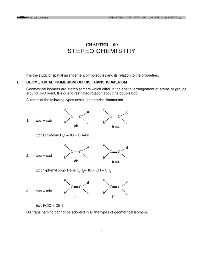 stereo che | PDF | Isomer | Chirality (Chemistry)