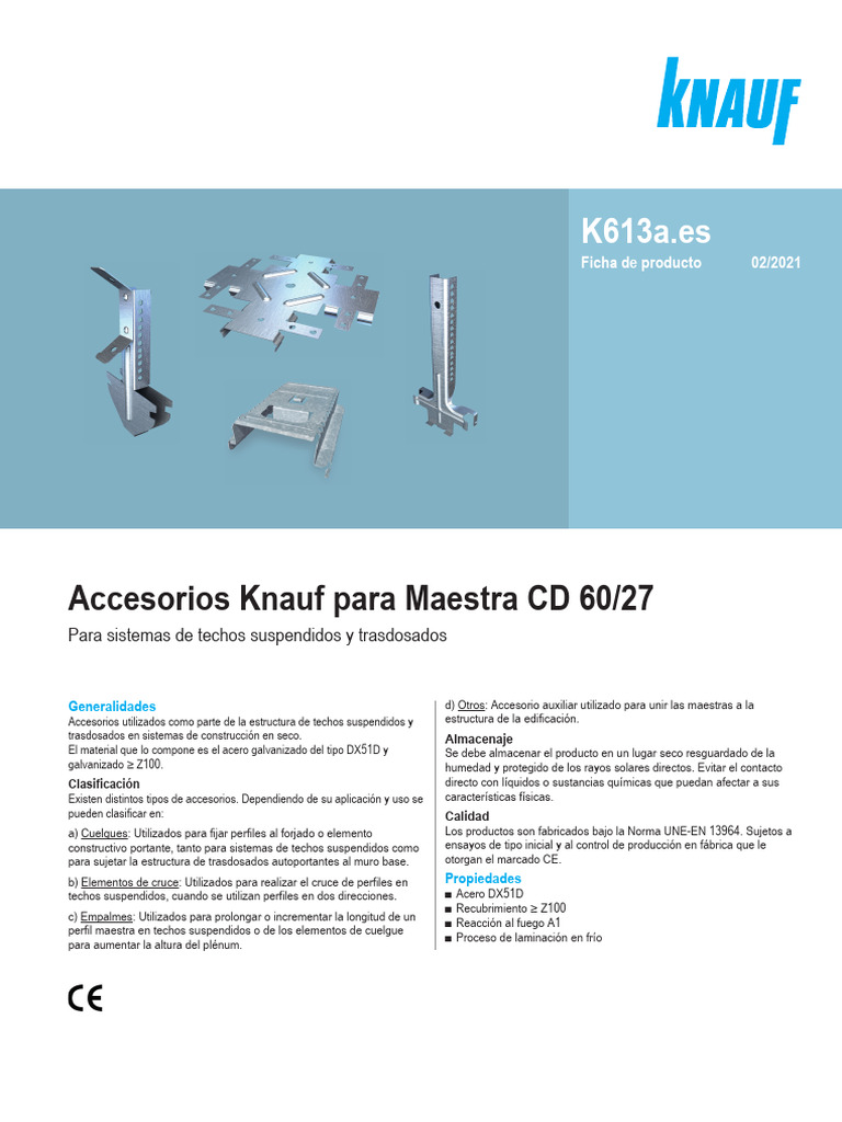 Accesorios Knauf para Techos CD 60/27 | PDF | Acero | Rieles