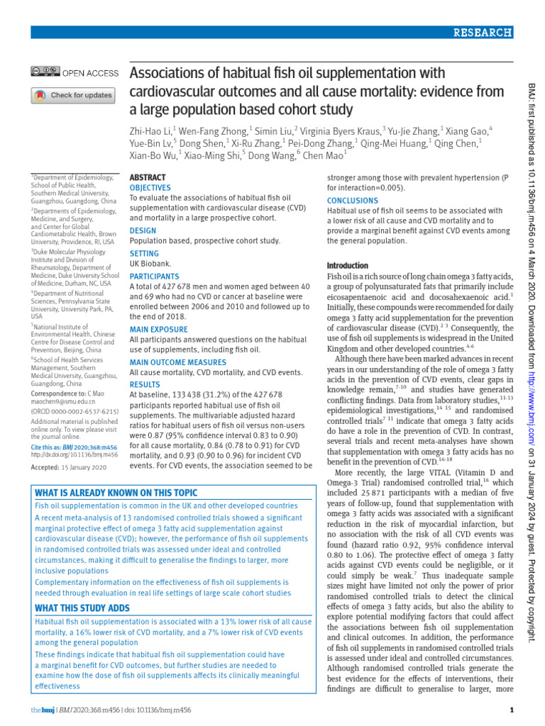 Li Et Al 2020 With Supplemental Materials | PDF | Omega 3 Fatty Acid | Cardiovascular Diseases