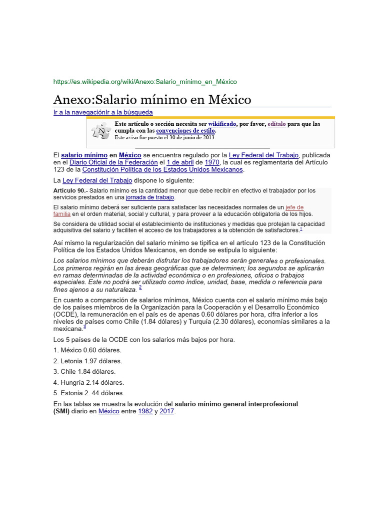 3.B Salario Minimo en Mexico | PDF | Salario mínimo | Salario