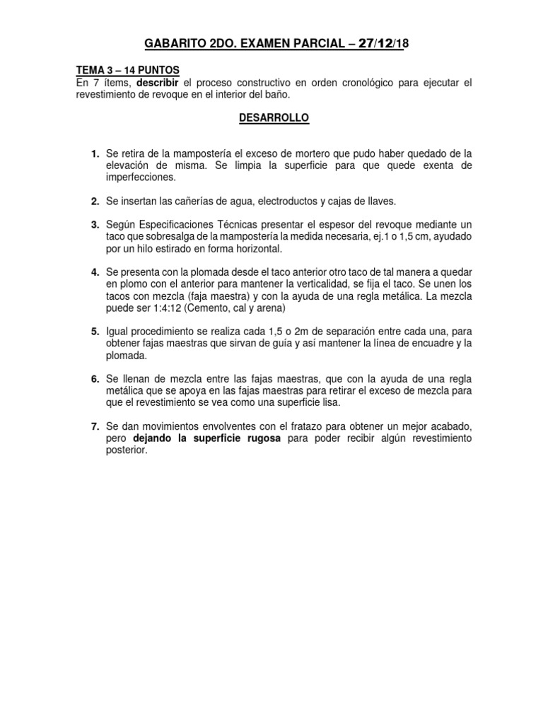 Taa - Revestimiento de Revoque Interior Del Baño | PDF