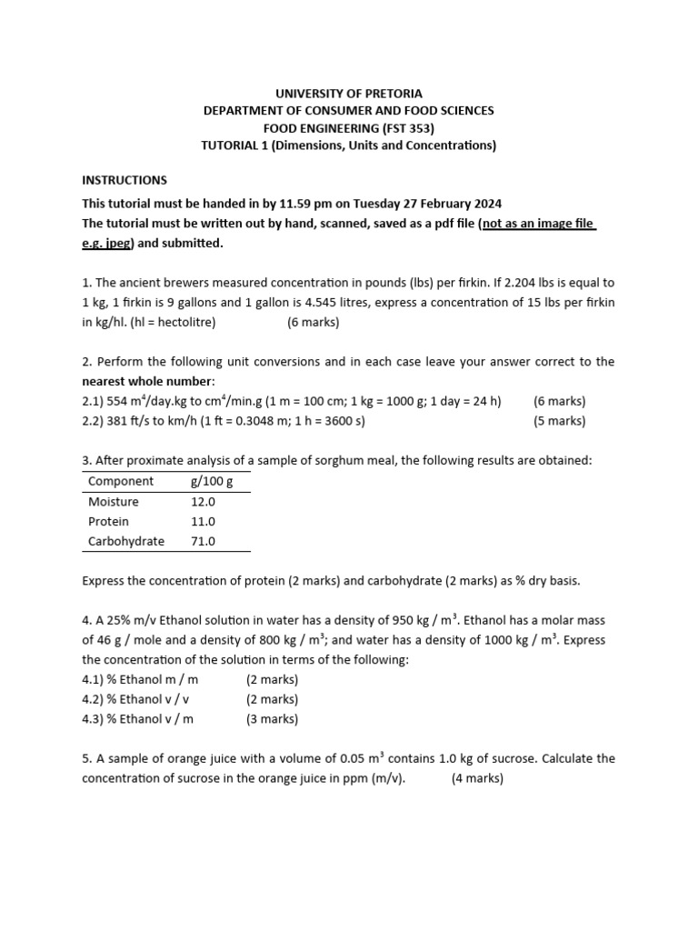 FST 353 Tutorial 1 - 2024 | PDF | Wellness | Technology & Engineering
