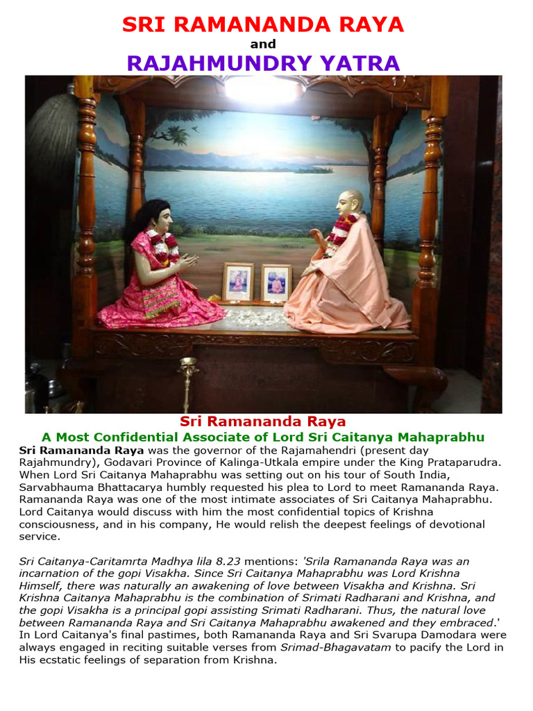 Sri Ramananda Raya and Rajahmundry Yatra | PDF | Vishnu | Brahman