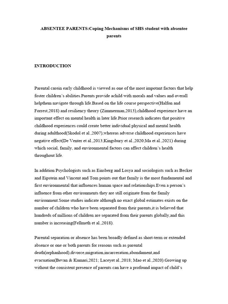 Absentee Parents | PDF | Psychology | Behavioural Sciences