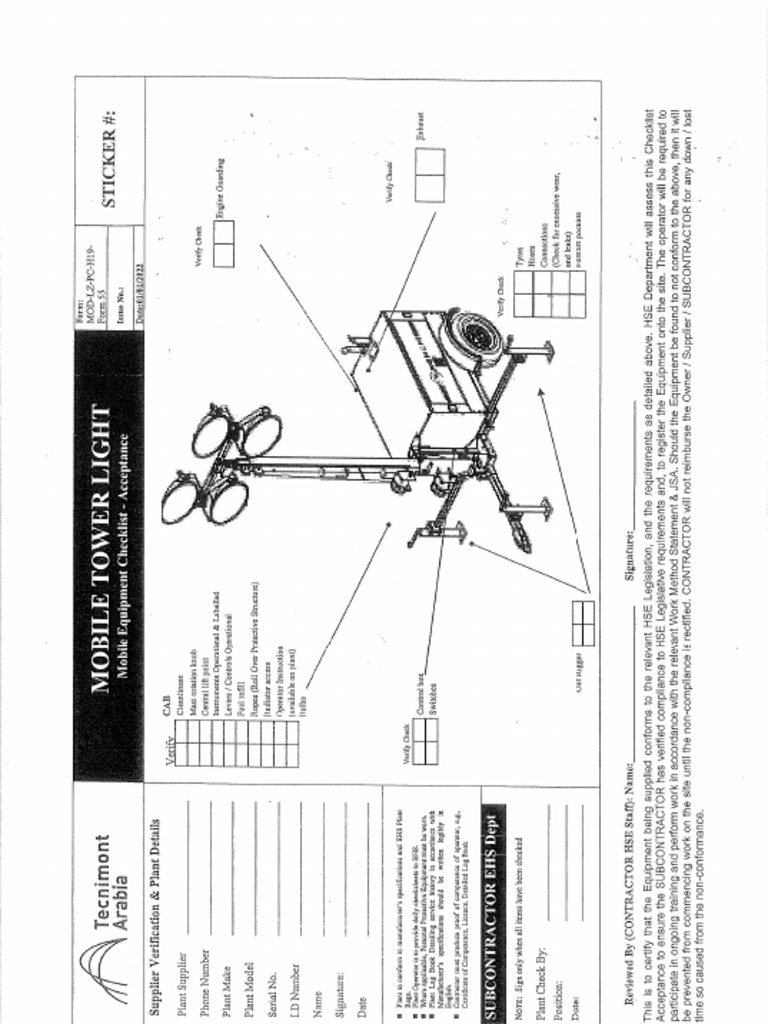 Tower Light Acceptance Checklist (1) | PDF