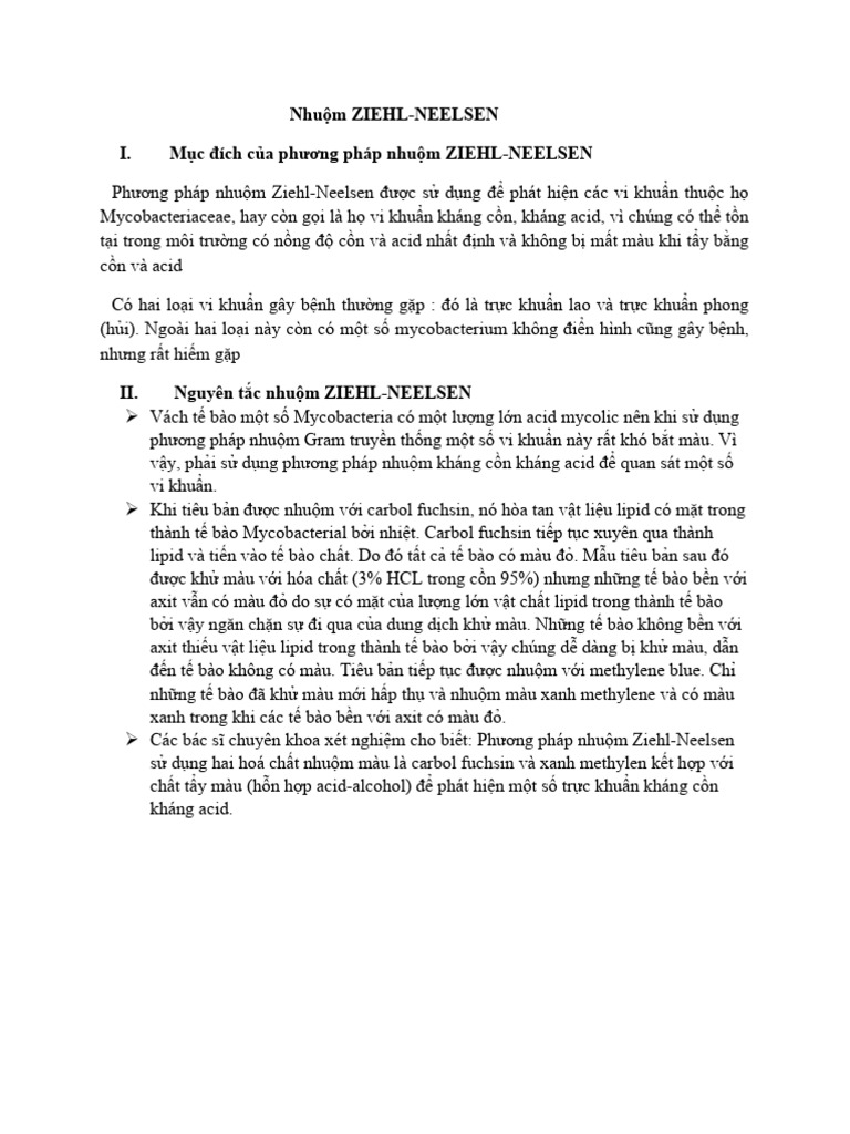 Nhu M ZIEHL-NEELSEN Vàng Chính Hưng | PDF