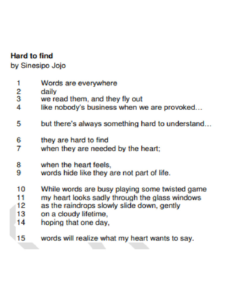 Hard To Find Poem | PDF