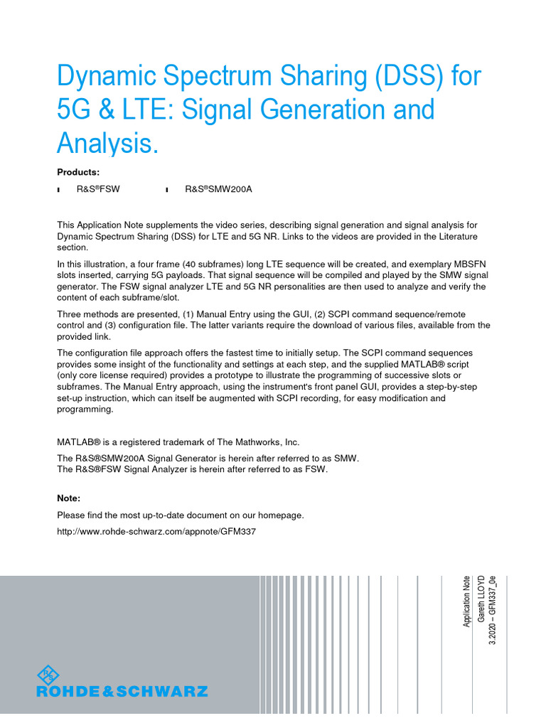 GFM337 0e DSS Dynamic Spectrum Sharing LTE and 5G | PDF | Computer File | Modulation