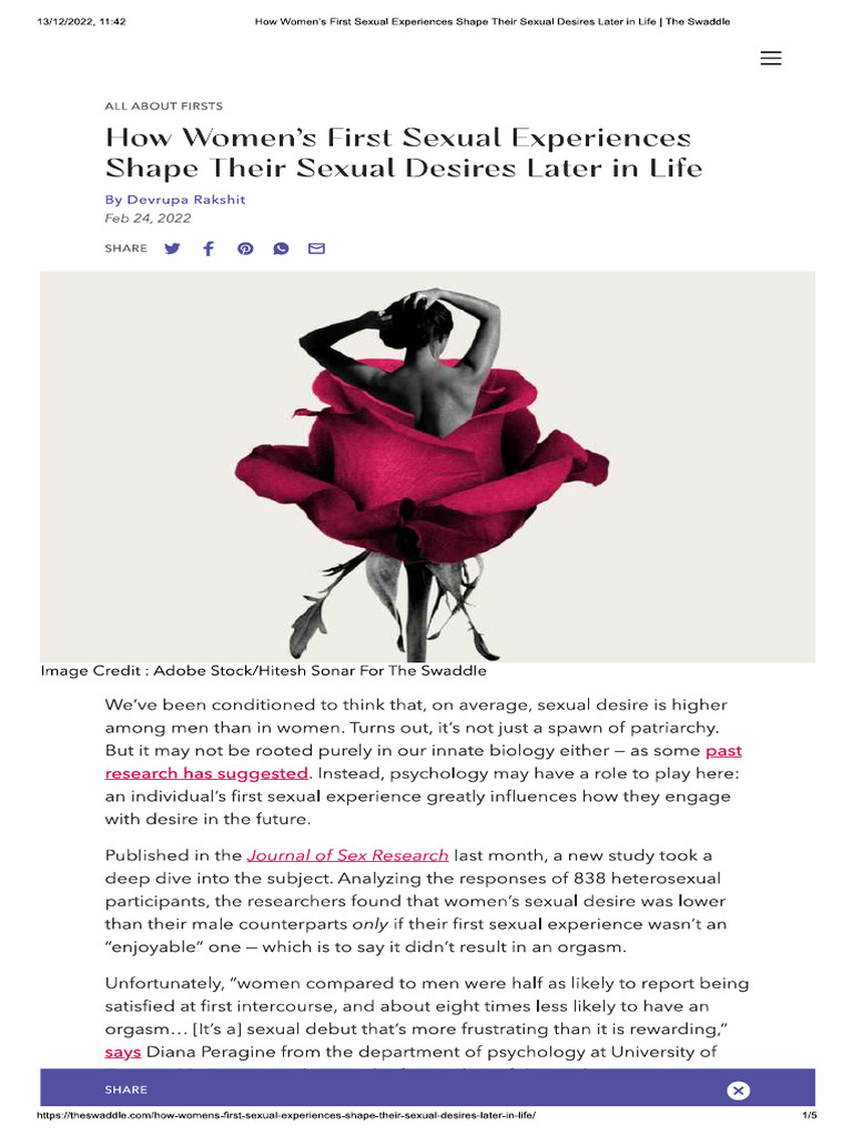 How Women’s First Sexual Experiences Shape Their Sexual Desires Later in Life | PDF