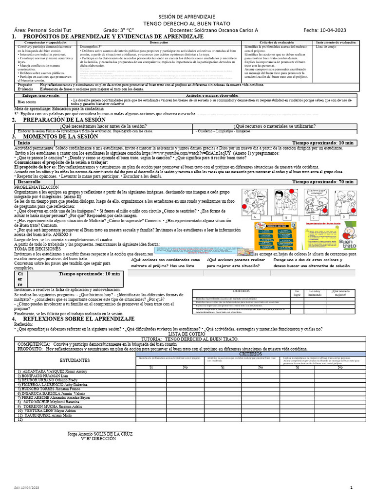5sem 3° SdA 10-04-2023 PS-CyP Tut Tengo Derecho Al Buen Trato | PDF | Evaluación | Aprendizaje