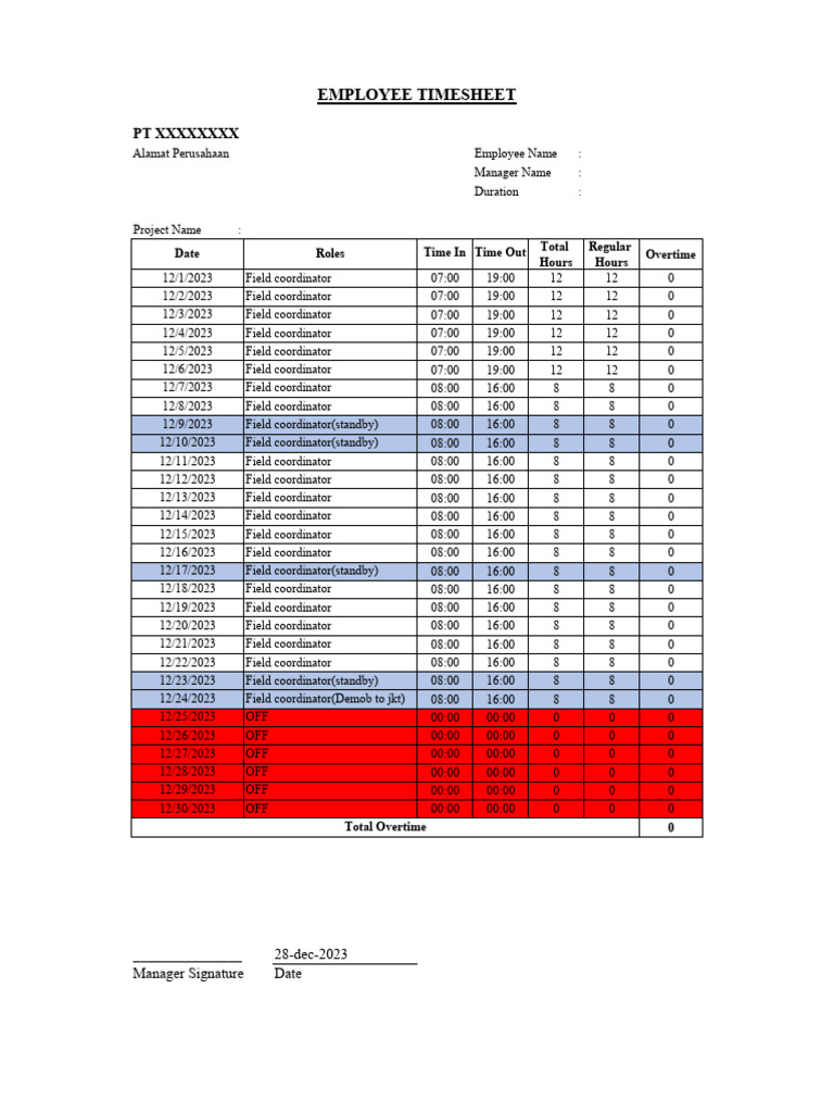 Timesheet Karyawan Freelance | PDF | Labour Law | Workplace Timesheet Karyawan Freelance | PDF | Labour Law | Workplace