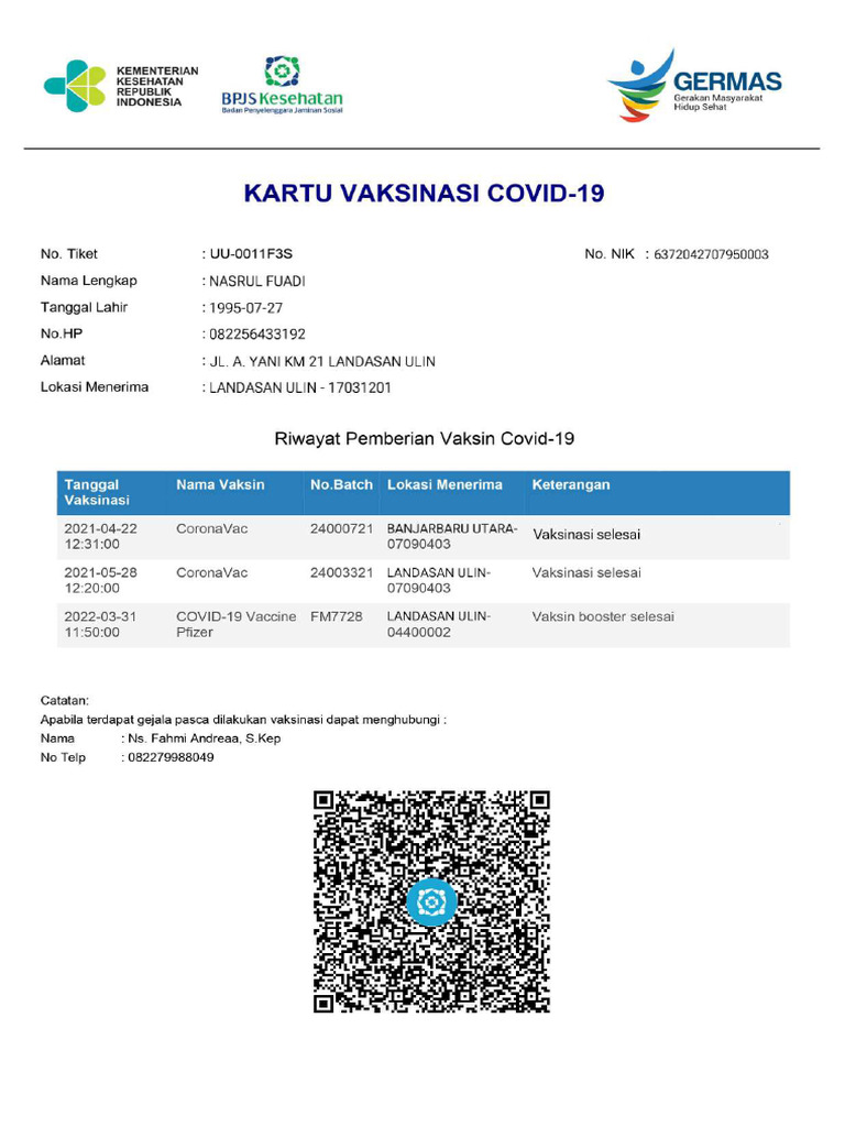 Kartu Vaksinasi Covid 19 Pdf
