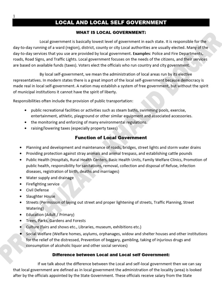 Local and Local Self Government | PDF | Road | Local Government