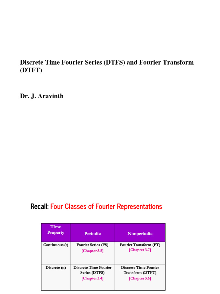 DTFS and DTFT in Discrete-Time Systems | PDF | Discrete Fourier Transform | Fourier Analysis