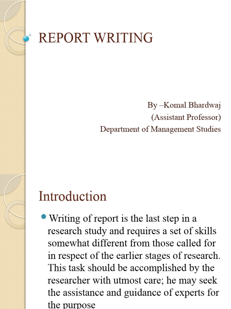 REPORT WRITING Updated | Download Free PDF | Bibliography | Cognition