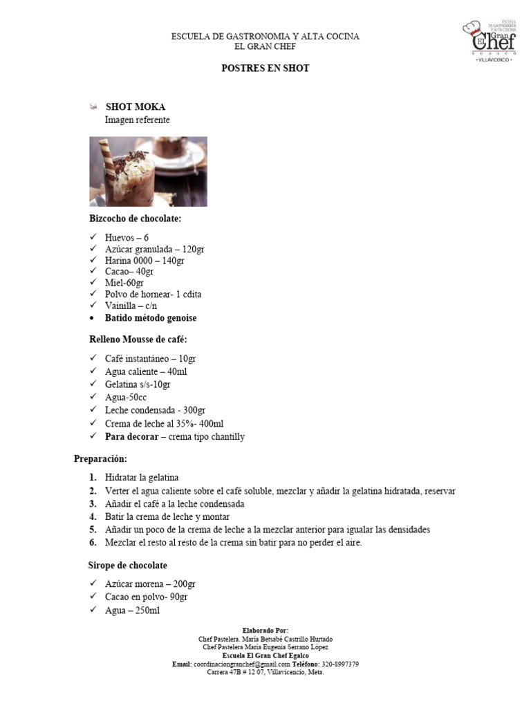 Recetas de Postres en Shot para Gourmet | PDF | Postres | Crema