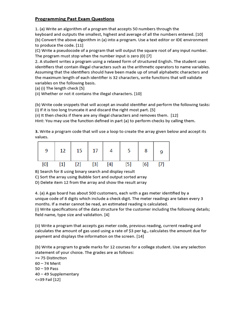 Programming Past Exam Questions | Download Free PDF | Interest ...
