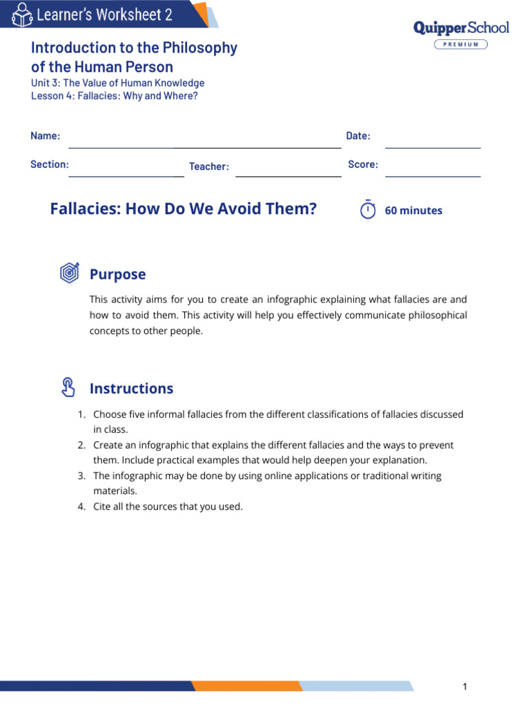 Lesson 4.2 Fallacies Why and Where | PDF | Knowledge | Fallacy
