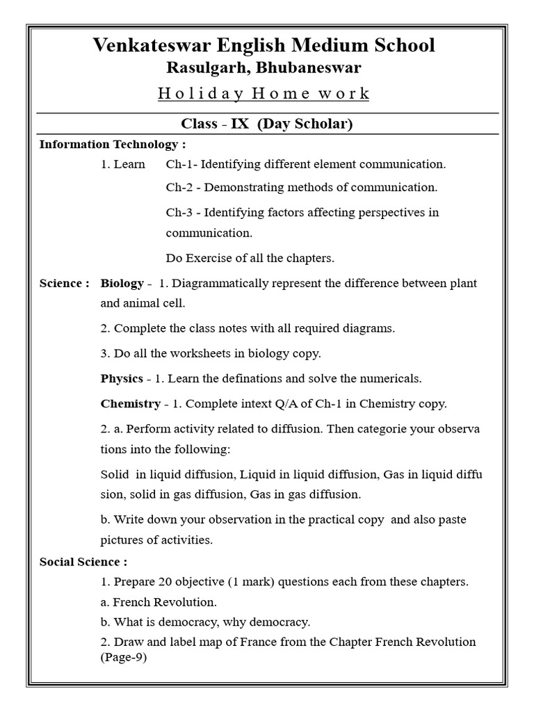 HHW-24(Std-IX) | PDF | Communication | Science
