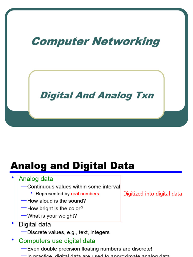 CMPTR NW Analog Digital | PDF | Digital Signal | Digital Technology