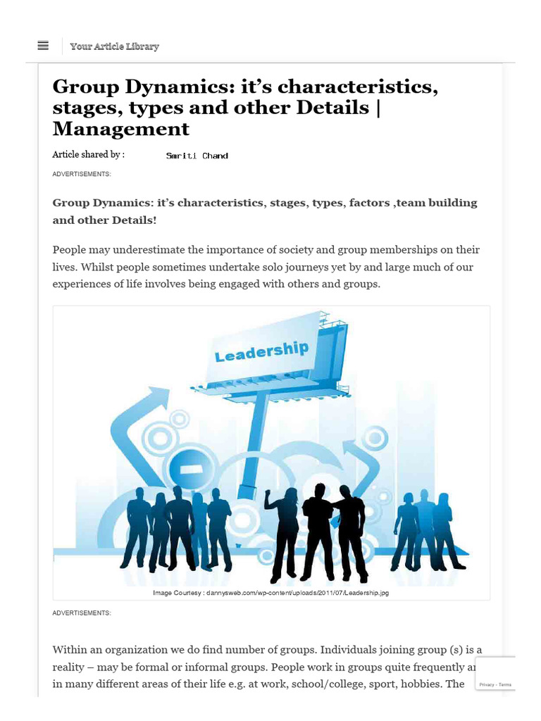 Group Dynamics_ it's characteristics, stages, types and other Details ...