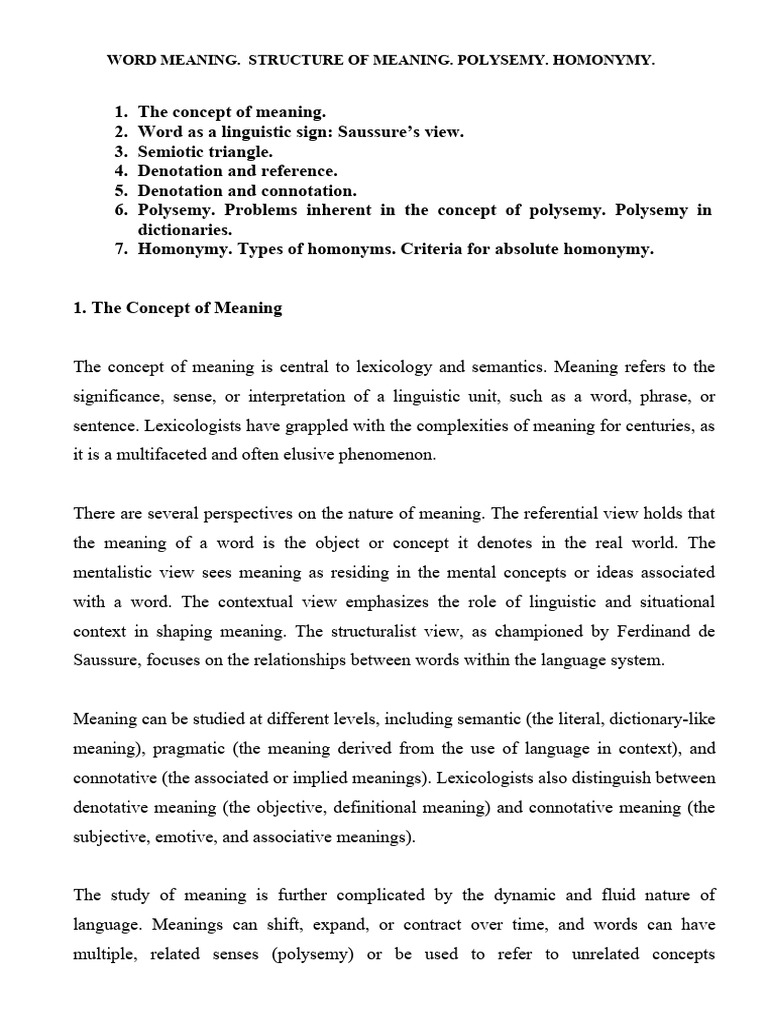 Understanding Polysemy and Homonymy | PDF | Semantics | Semiotics