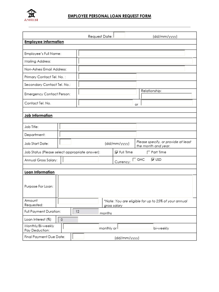 Employee Loan Request Form | PDF | Cheque | Payments