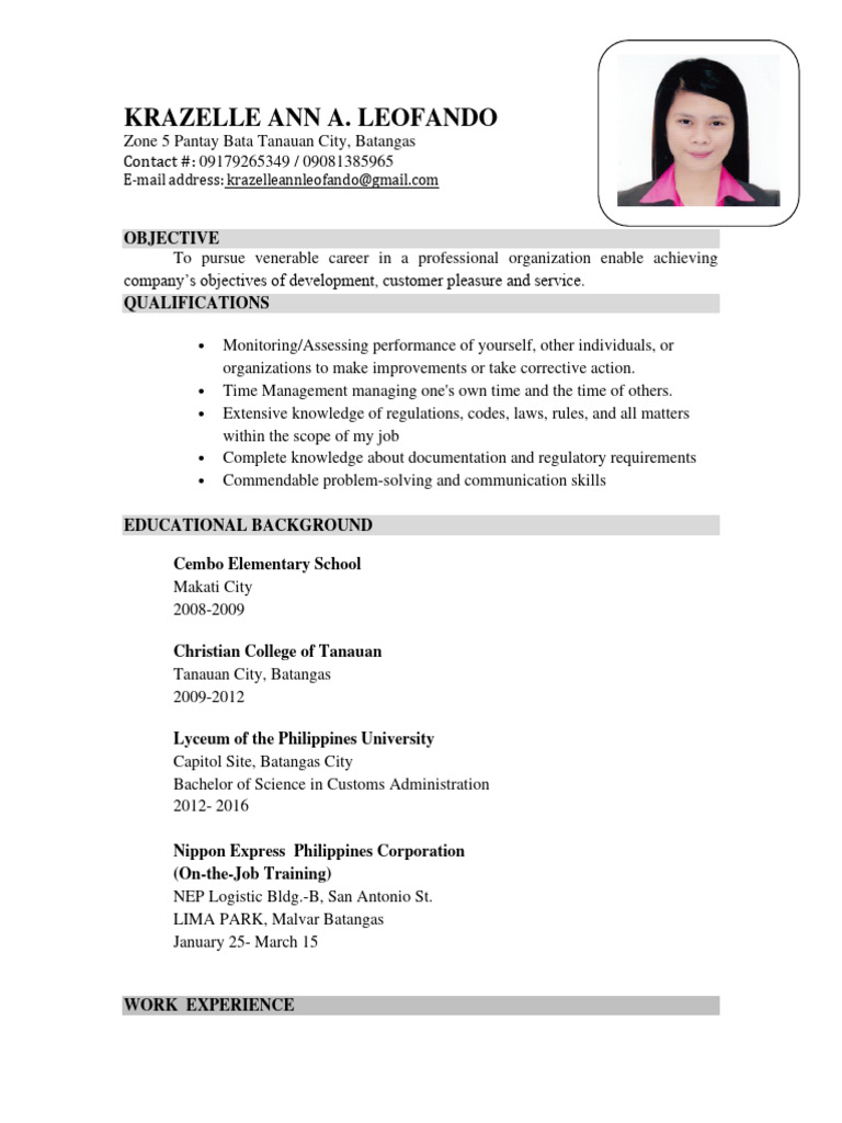 Krazelle Ann Leofando CV | PDF