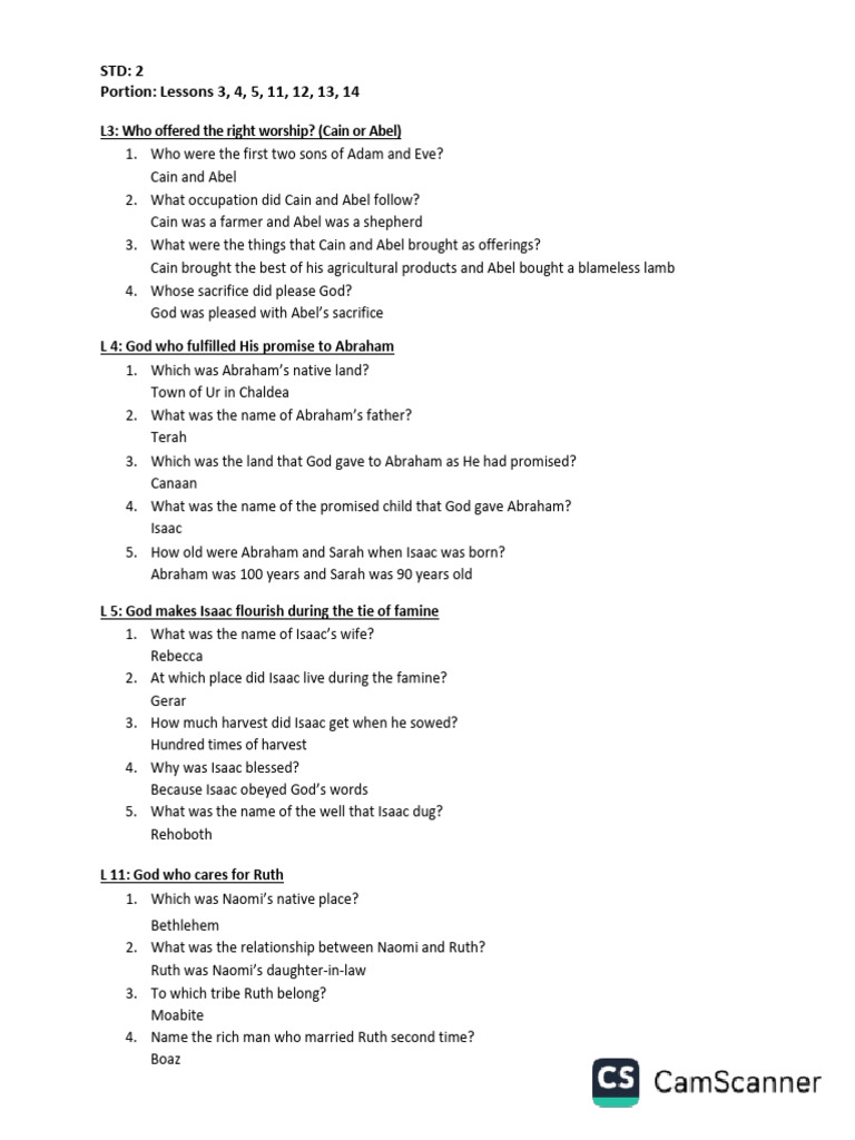 Term 2 Sunday School - QA | PDF | Books Of Samuel | David