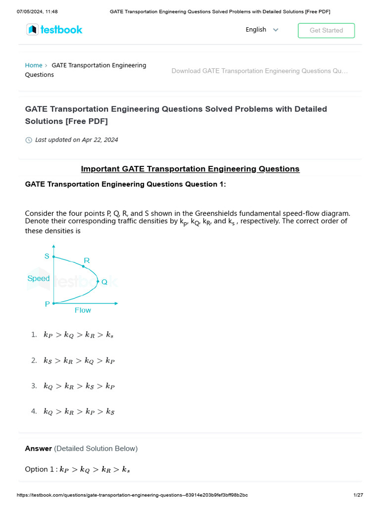 GATE Transportation Engineering Q&A PDF | PDF | Airport | Curve