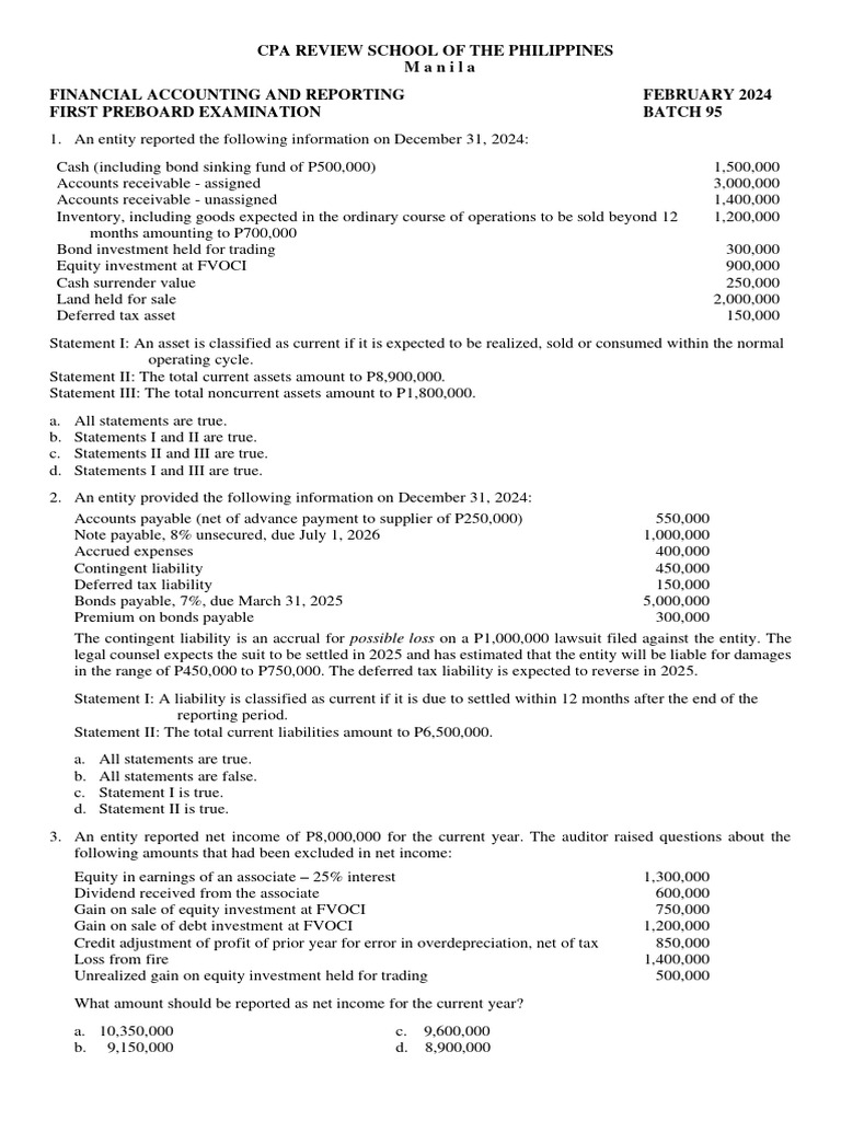 Batch 95 FAR First Preboard | Download Free PDF | Fair Value | Bonds ...