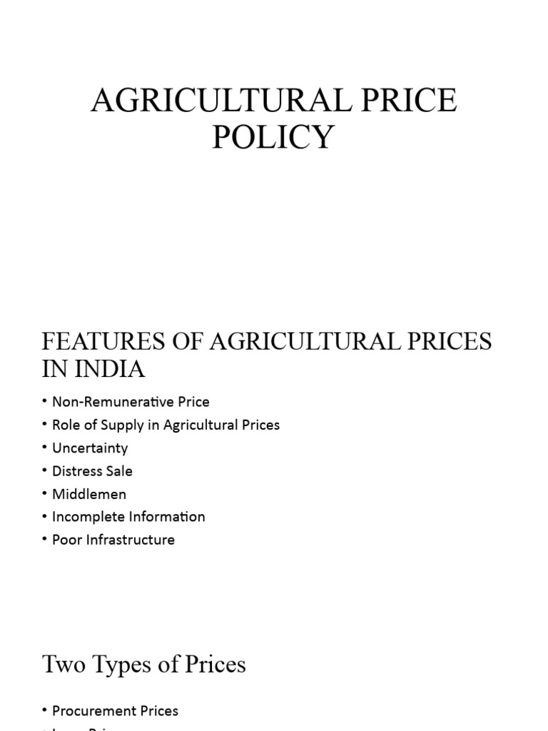 Agricultural Price Policy in India | PDF | Technology & Engineering