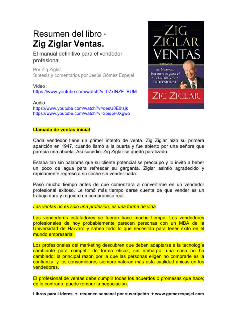 Resumen-del-libro-o-Zig-Ziglar-Ventas | PDF | Cliente | Motivación
