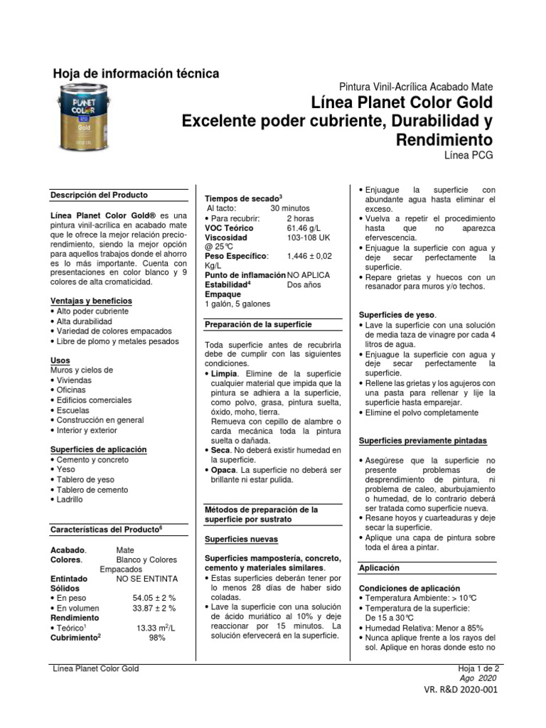 PDS Línea Planet Color Gold | PDF | Cepillo | Pinturas