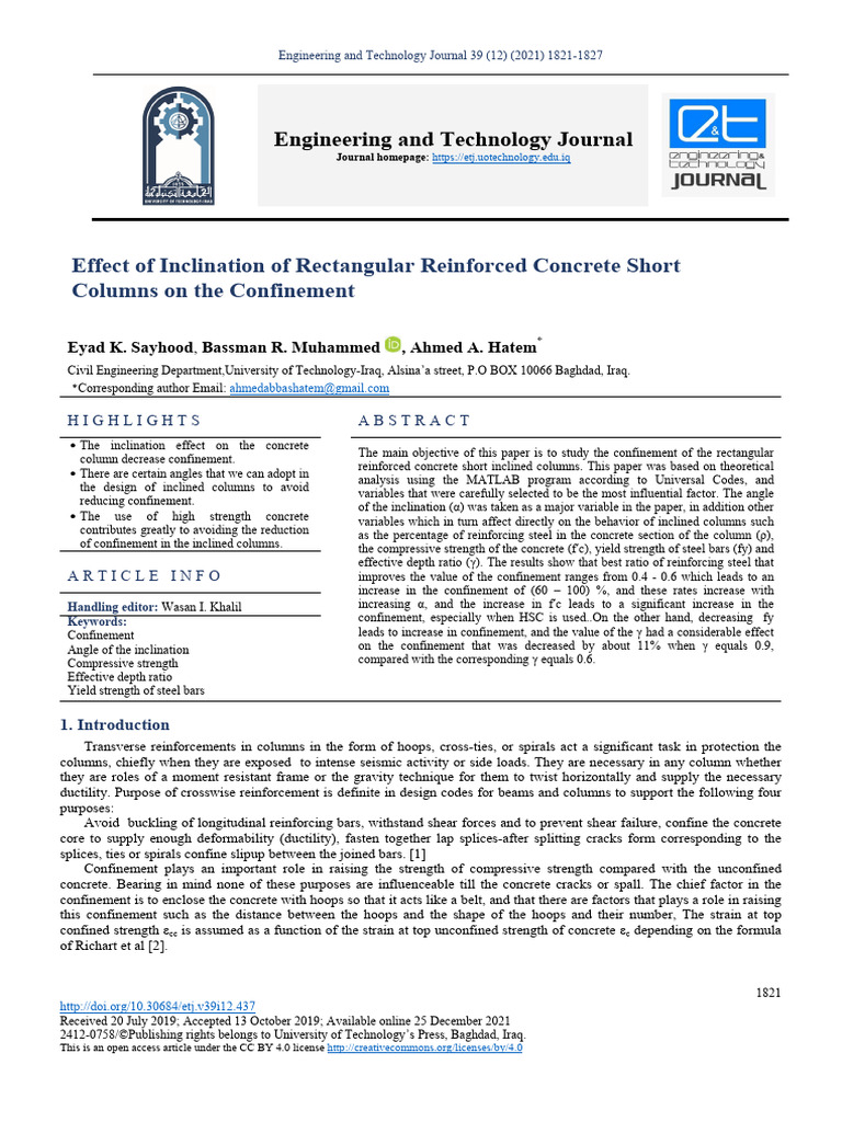 ETJ - Volume 39 - Issue 12 - Pages 1821-1827 | PDF | Strength Of Materials | Deformation ...