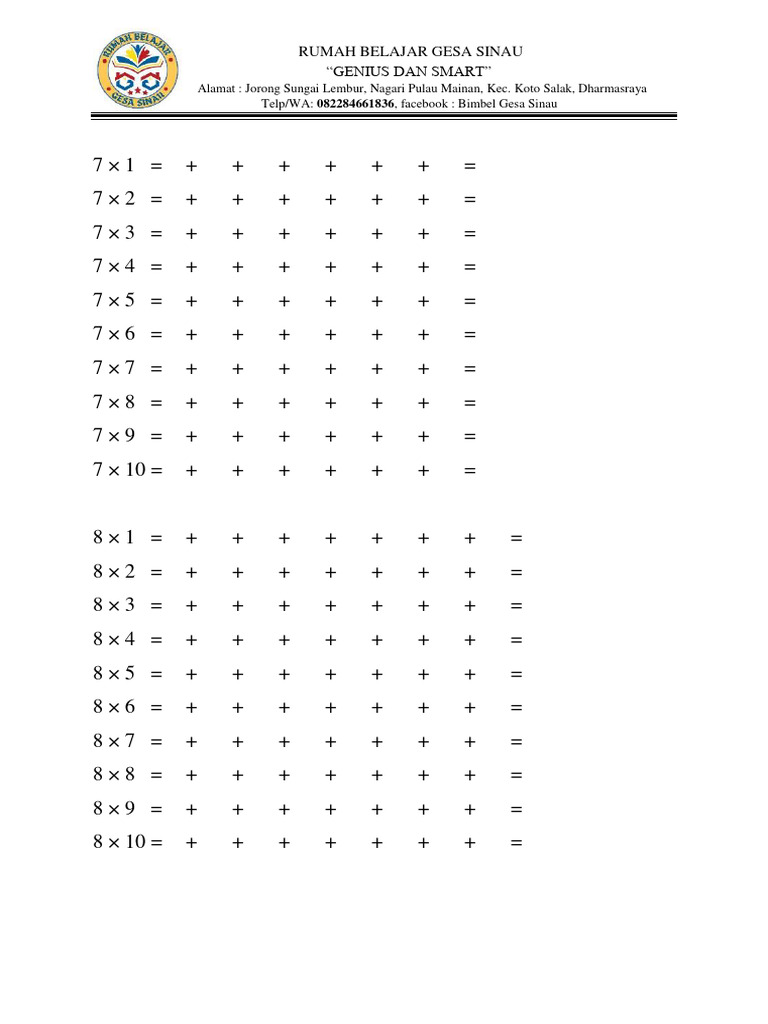 Perkalian 7-10 | PDF