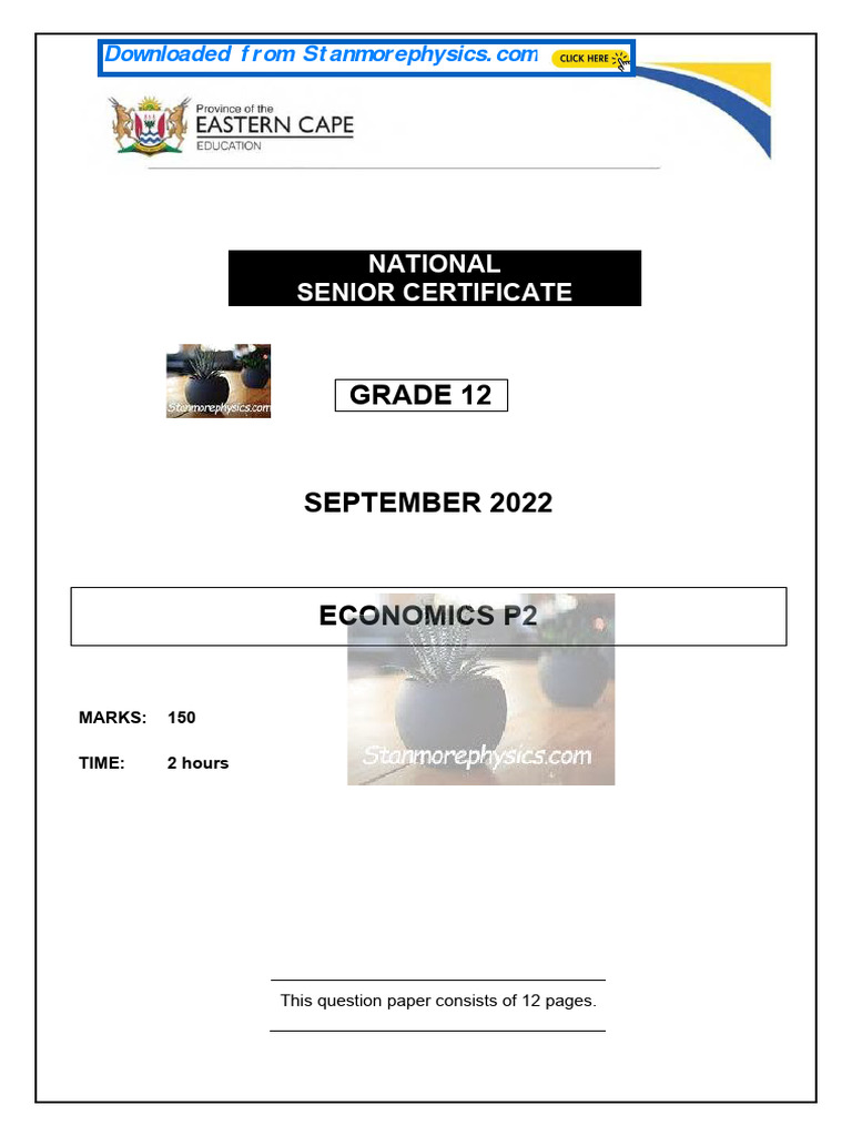 EC Economics Grade 12 SEPT 2022 P2 and Memo | PDF | Oligopoly | Inflation