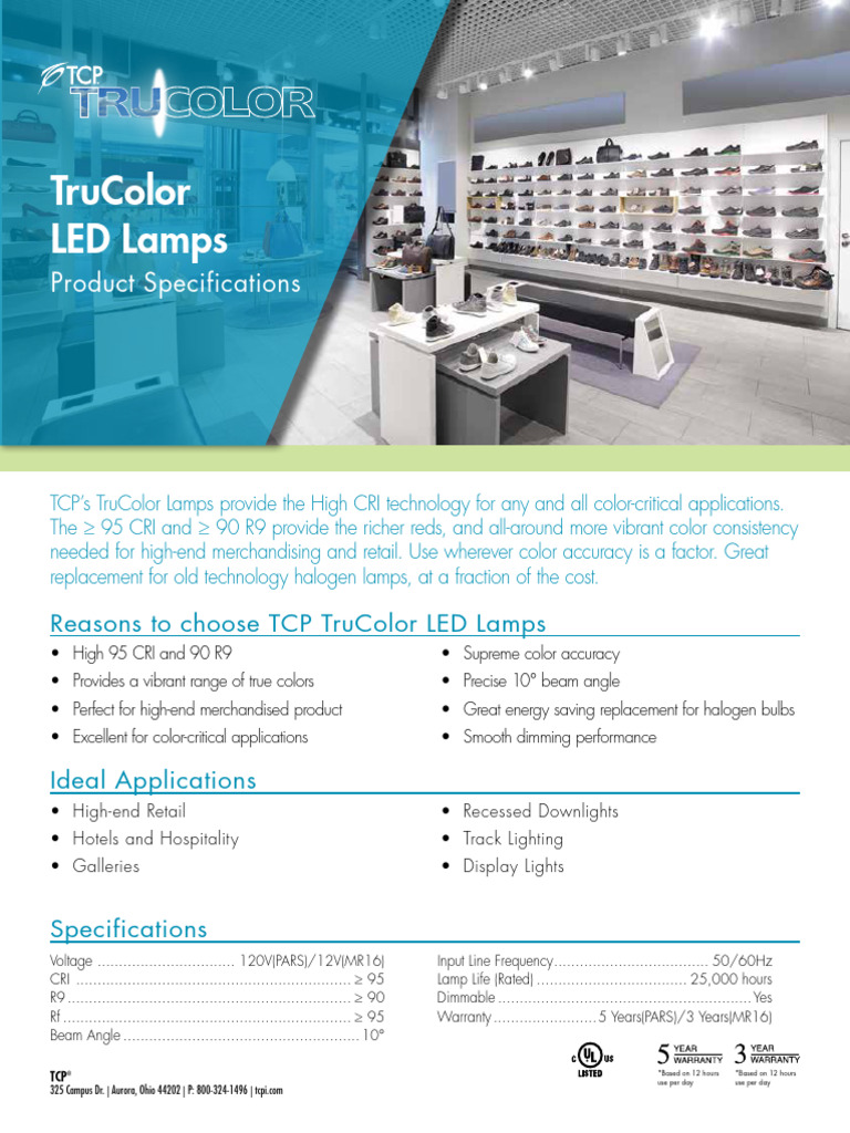 TruColor LED Lamps Spec Sheet | Download Free PDF | Manufactured Goods ...