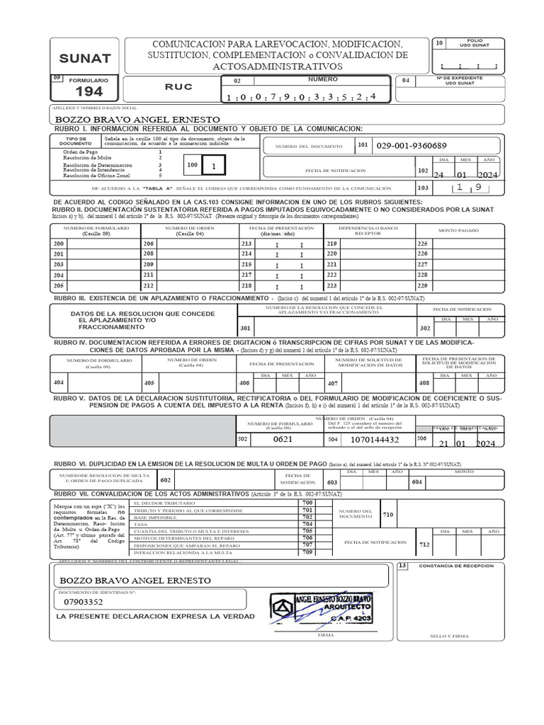 Formulario 194 Sunat | PDF | Impuestos | Perú