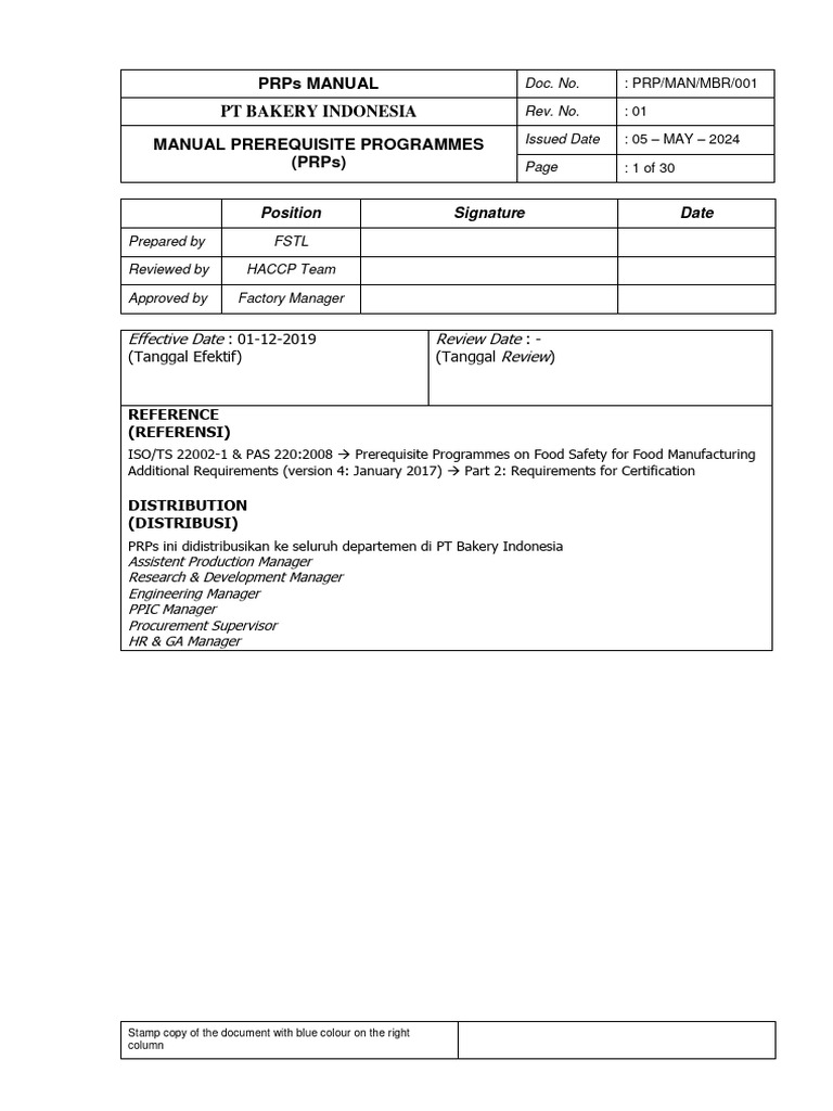 00 - PRP-MAN-MBR-001 Pre-Requisite Programme - 2019 Cindy Maratus ...