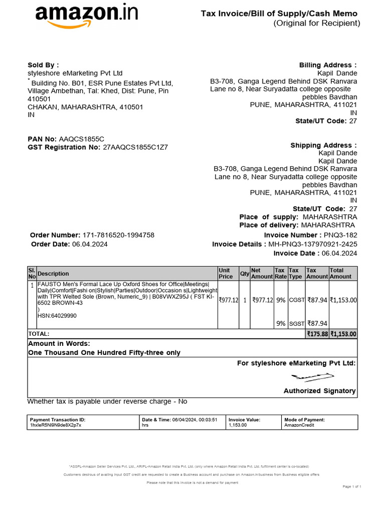 invoice (1) | PDF | Invoice | Taxation