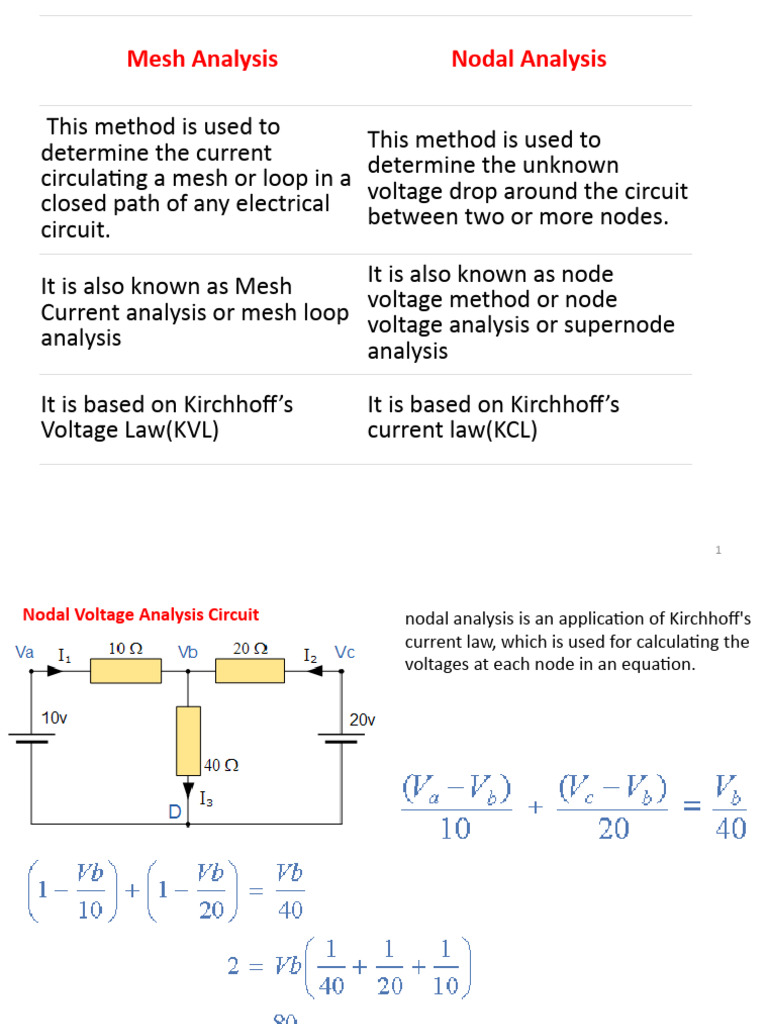 Mesh Analysis Nodal Analysis | PDF | Computer Engineering | Electronics