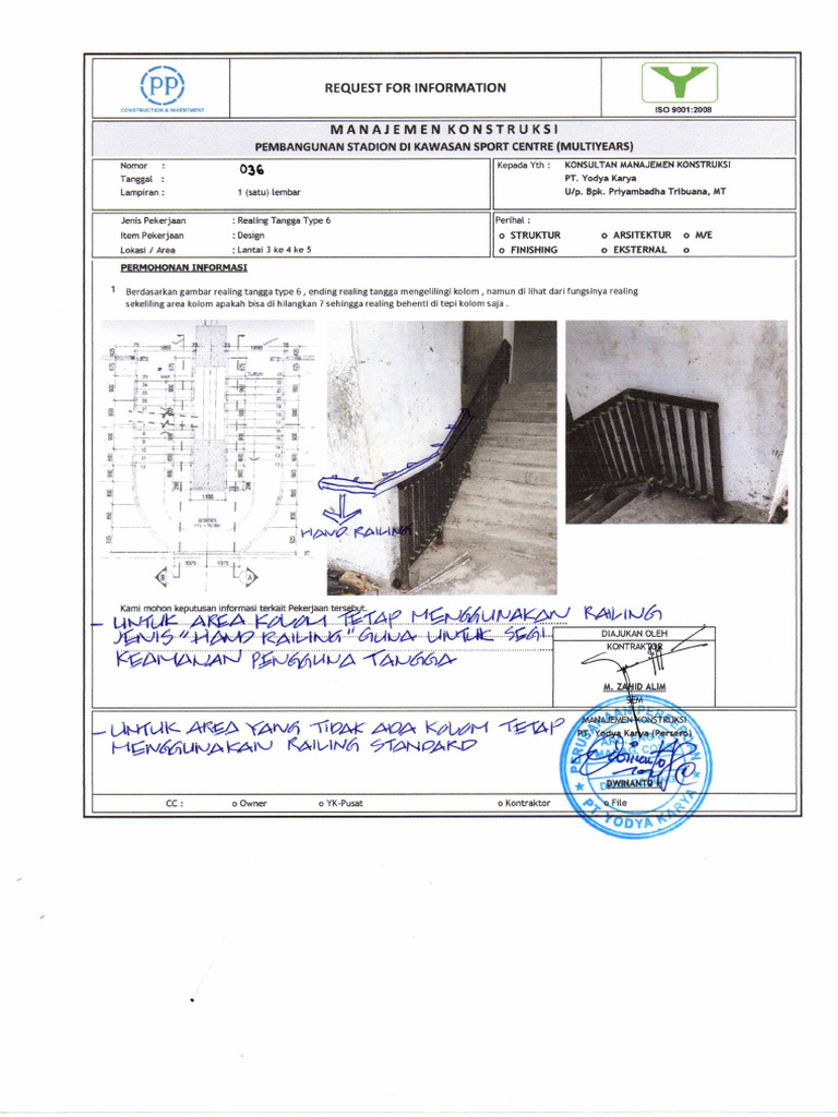 RFI Pek. Railling Tangga Type 6 Lantai 3 Ke 4 Ke 5 | PDF