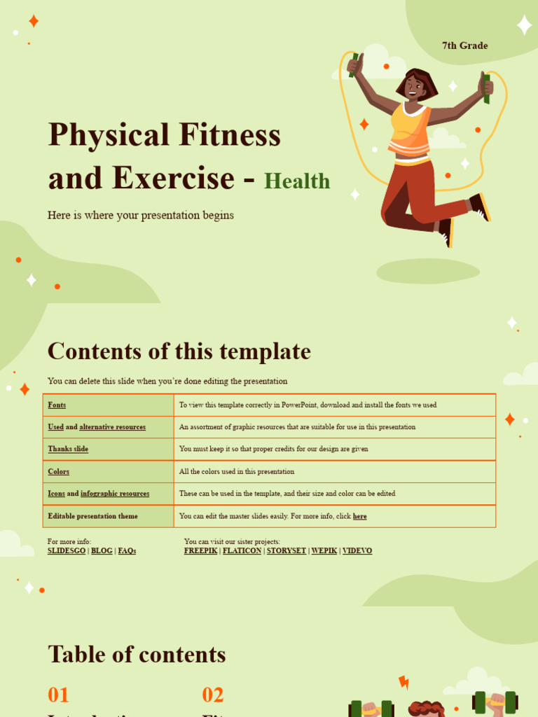 Physical Fitness and Exercise - Health - 7th Grade by Slidesgo | PDF ...