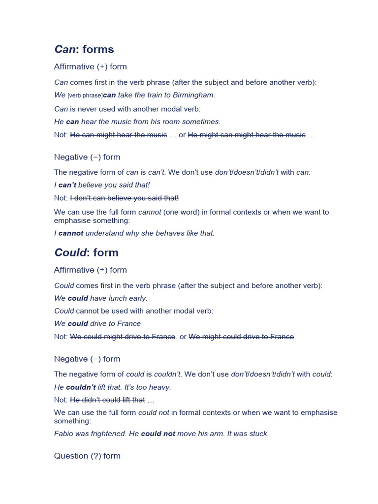 modal verbs | PDF | Verb | English Grammar