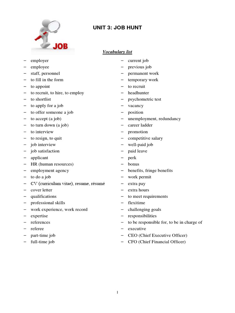 Unit 3 - Job Hunt | PDF | Recruitment | Résumé