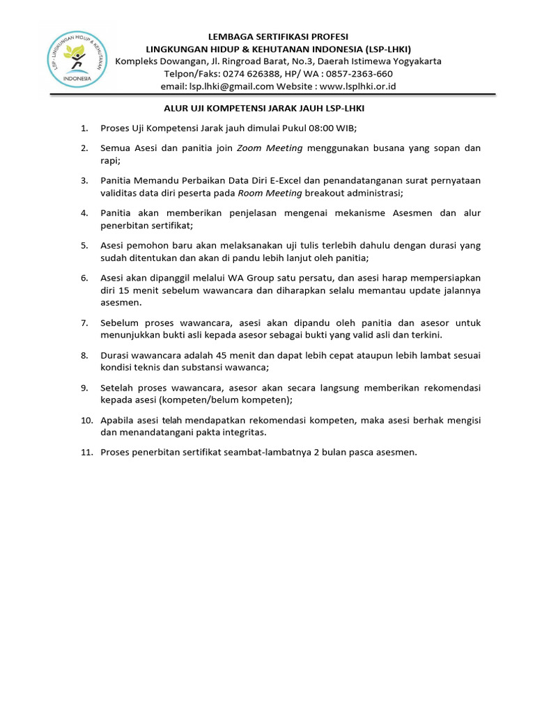 Proses Sertifikasi LSP-LHKI 2024 | PDF