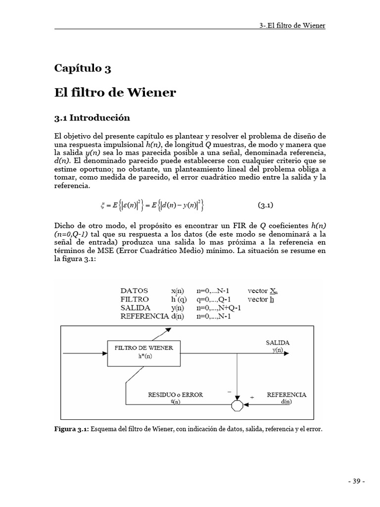 Diseño y Optimización del Filtro de Wiener | PDF | Espacio vectorial ...